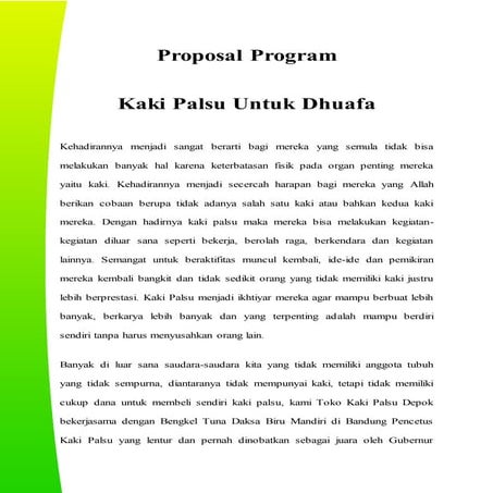 Proposal program kaki palsu untuk dhuafa | DOCX