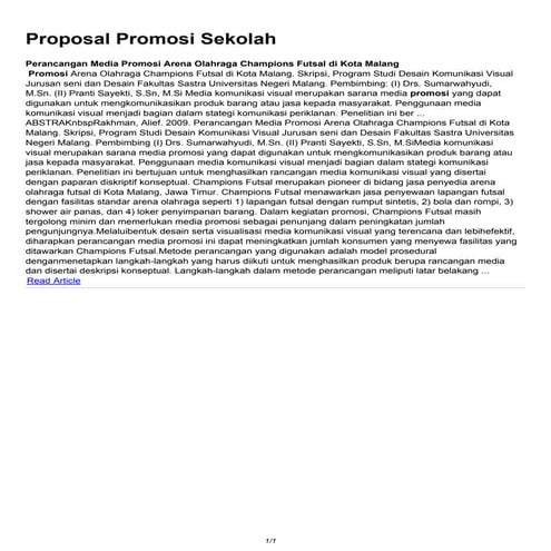 Proposal promosi sekolah | PDF