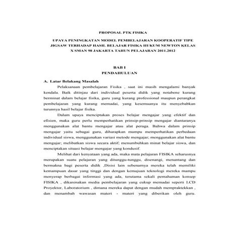 Proposal PTK Fisika Hukum Newton | DOCX