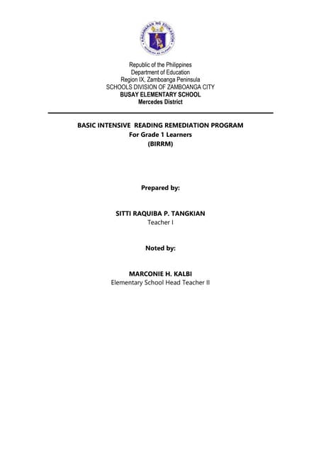 Action Plan in Reading Grade 1.docx | Education