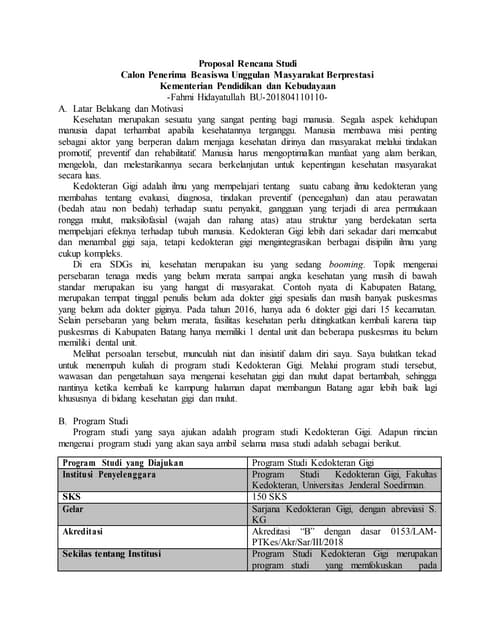 Contoh Rencana studi | DOC