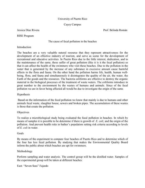 Marine Pollution Research Proposal: Sewage Discharge | PPT