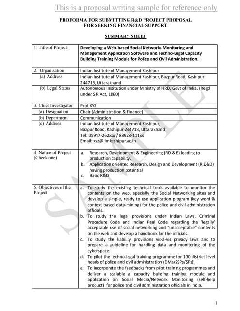 Consultant's technical & financial proposal
