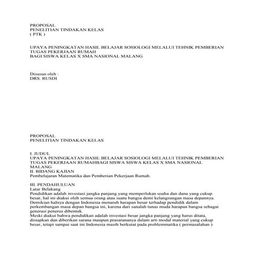 Proposal Sekolah | DOCX