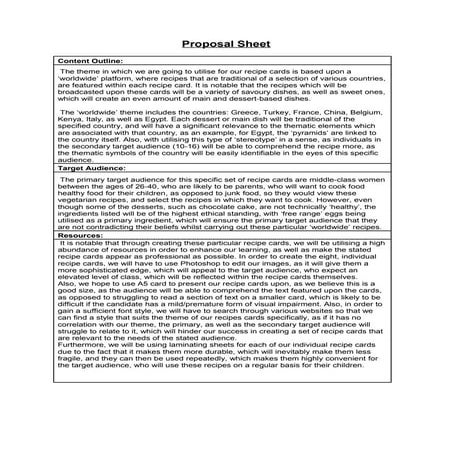 Proposal sheet | PDF