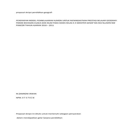 Proposal skripsi pendidikan geografi | DOCX