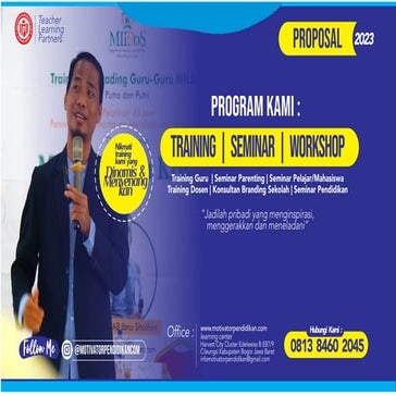 Proposal Training Seminar Workshop Motivator Pendidikan Com Tahun 2023 | PDF