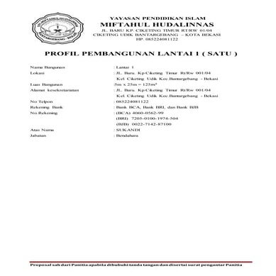 Contoh Proposal Pembangunan | DOCX