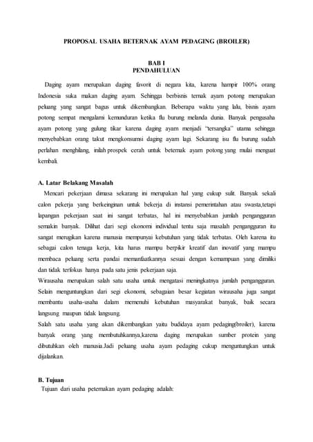 Contoh Proposal Usaha Budidaya Ayam Petelur | KEWIRAUSAHAAN | DOCX