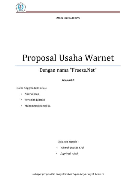 Proposal Usaha Warnet | PPTX