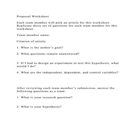Proposal WorksheetEach team member will pick an article for this.docx