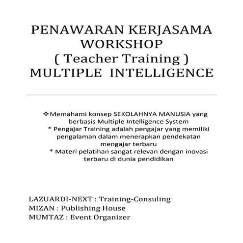 Proposal workshop multiple intelligence + | PDF