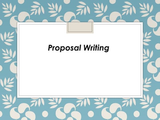 Components of Project Proposal | PPT