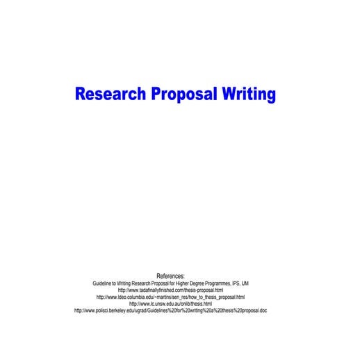 Guideline for research/case study proposal for master students | PDF
