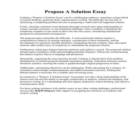 Propose A Solution Essay.pdf | Christianity | Religion & Spirituality