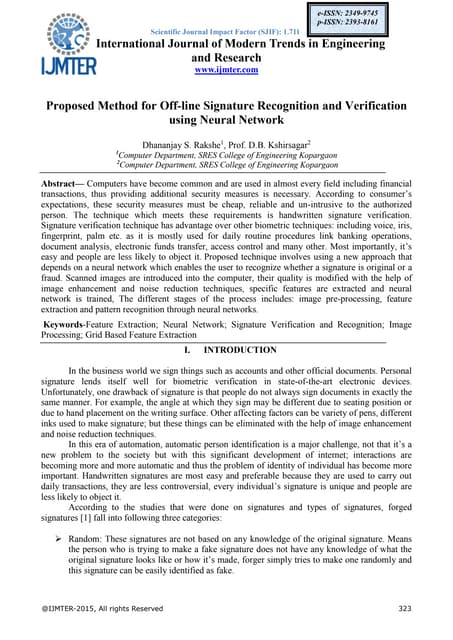 Image Processing Based Signature Recognition And Verification Techniq…