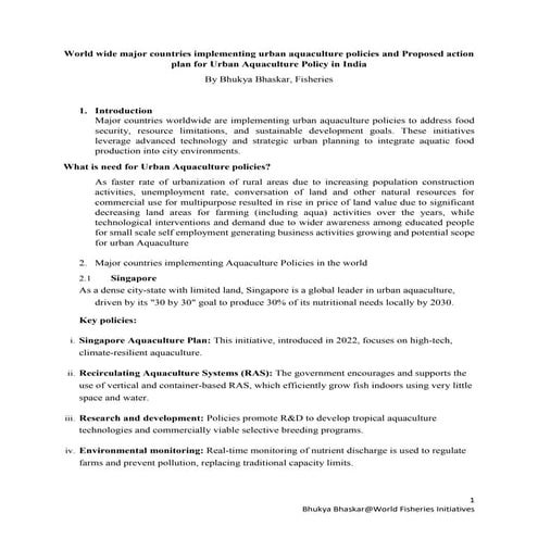 Global scenario of major countries and Proposed action plan for Indian ...