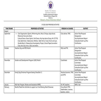 PROPOSED ACTIVITIES 2023-2024.docx | Education