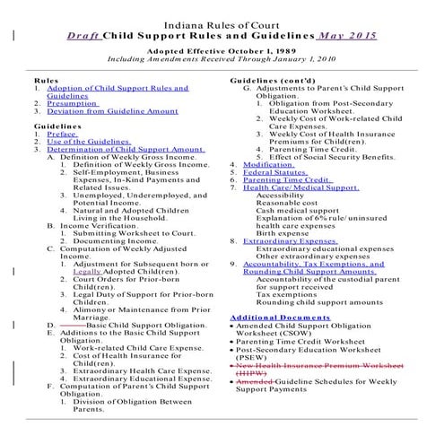 Indiana's Proposed News Child Support Rules | PDF
