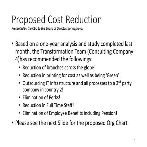 Proposed Cost Reduction Strategy | PPT