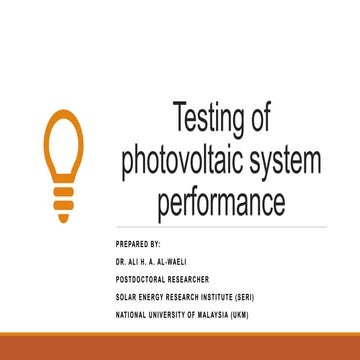 Testing of PV performance lecture 1 | PPTX | Consumer Electronics ...