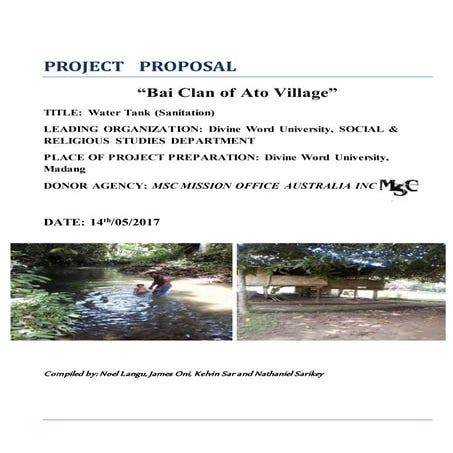 Proposed water sanitation project 2016 | PDF