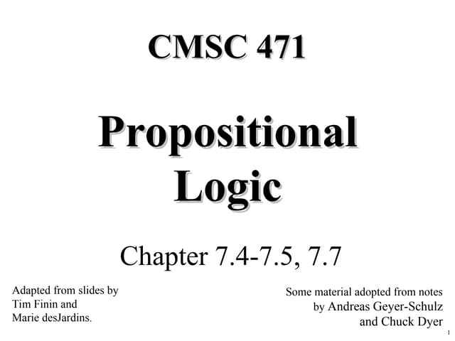 Propositional Logic in Artificial Intelligence | PPT