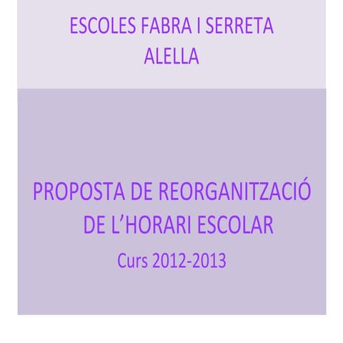 Proposta horari escolar | PPT