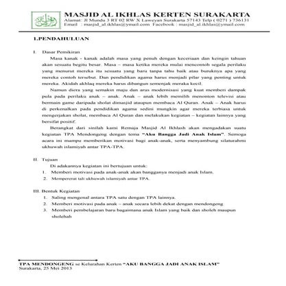 Contoh Proposal tpa mendongeng | DOC