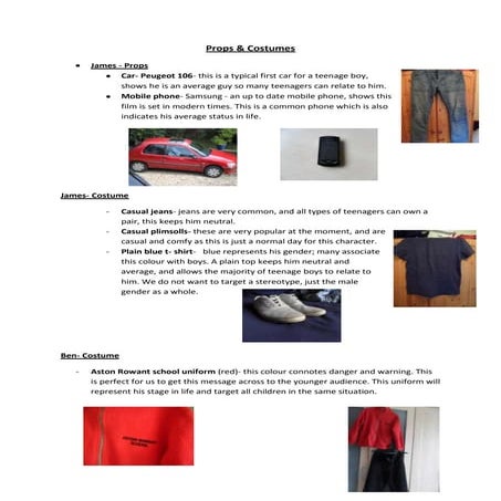 Props & costume | DOCX