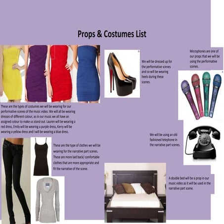 Props + costume list | DOCX | Women\'s Outerwear | Women\'s Clothing