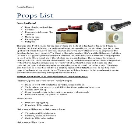Props list | PDF
