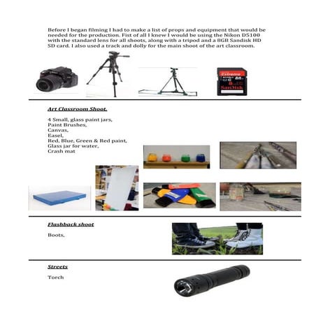 Props list | DOCX | Cameras and Camcorders | Consumer Electronics