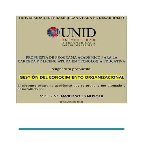 Propuesta de programa académico para la UNID | DOC