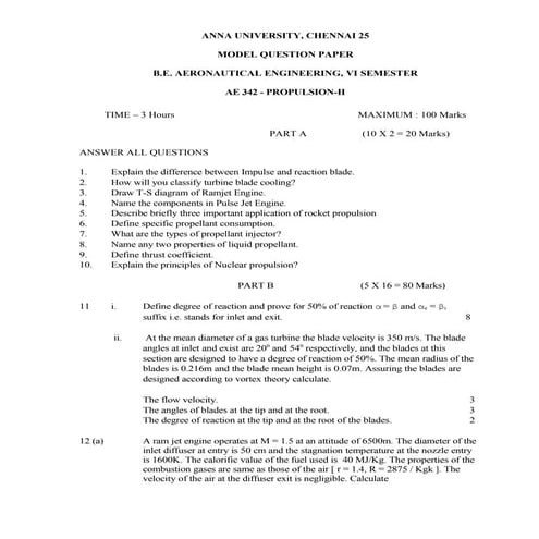 Propulsion 2 questions for aeronautical students | DOC