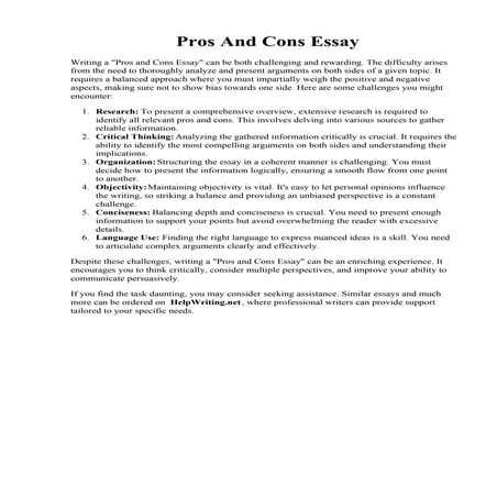 Pros And Cons Essay | PDF