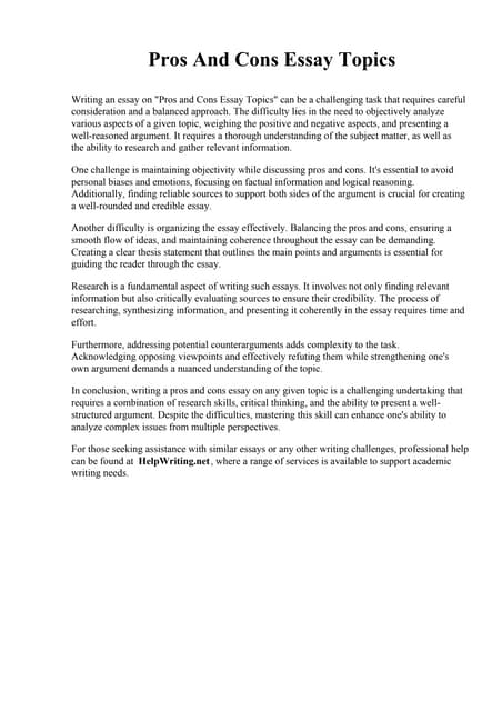 Pros And Cons Essay Sample.pdf