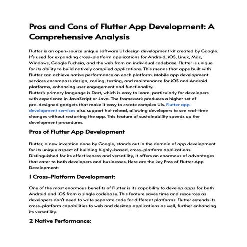 Pros And Cons Of Flutter App Development A Comprehensive Analysispdf 