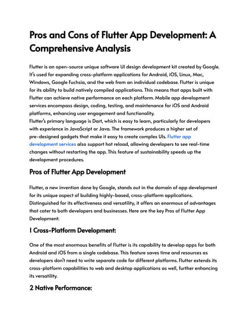 Pros And Cons Of Flutter App Development A Comprehensive Analysispdf