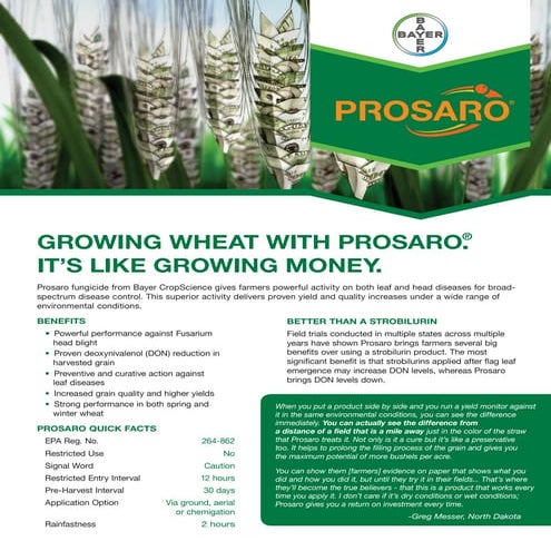 2012 Prosaro® Wheat Product Bulletin | PDF | Gardening | Home & Garden