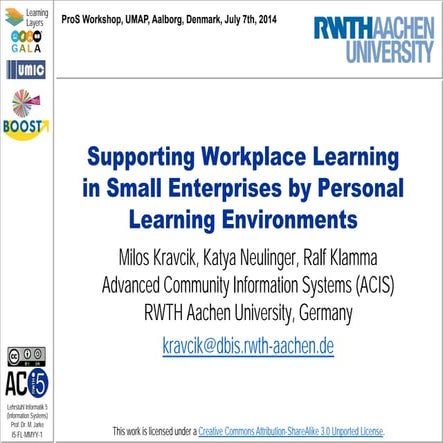 Supporting Workplace Learning in Small Enterprises by Personal Learning Environments | PDF