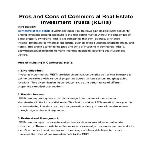 pros &cons of REITs.pdf