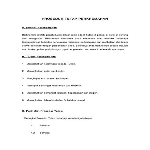 Prosedur tetap perkhemahan | DOC