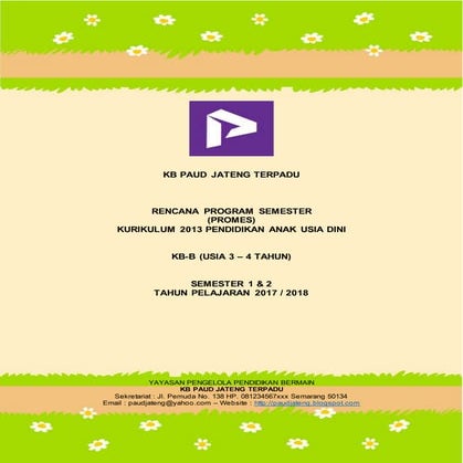 Prosem kb b 3 4 tahun k13 semester 1,2 | DOCX