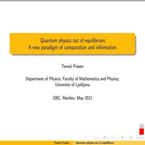 OBC | Quantum physics out of equilbrium: A new paradigm of computation ...