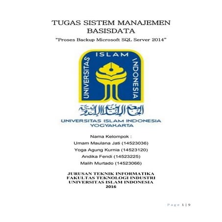 Proses backup microsoft sql server 2014 | PDF