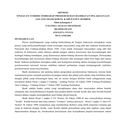Proses Lelang Kpknl Jember oleh mahasiswa | DOCX