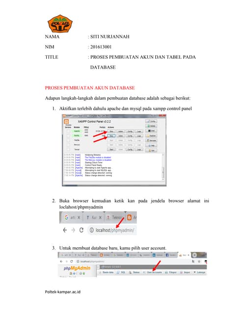 Proses pembuatan database | PDF
