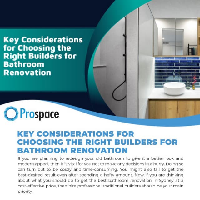KEY CONSIDERATIONS FOR CHOOSING THE RIGHT BUILDERS FOR BATHROOM RENOVATION | PDF