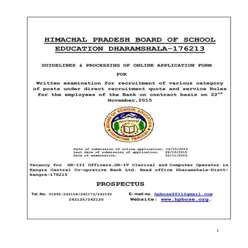 HPSEB Dharamshala notification 2015 | PDF